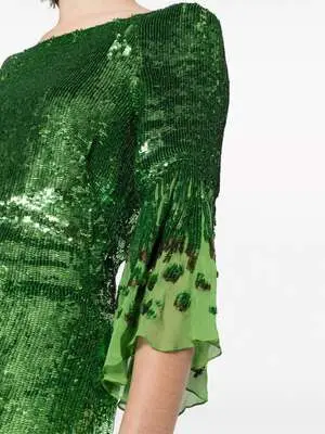 TEMPERLEY LONDON Celestial Sequin Maxi Dress - Green