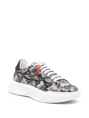GIULIANO GALIANO Python-print Leather Sneakers - Black