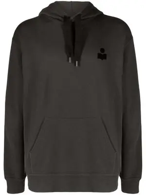 MARANT Isabel Appliqué Logo Drawstring Hoodie - Black