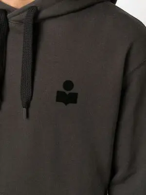 MARANT Isabel Appliqué Logo Drawstring Hoodie - Black