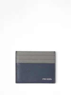 Prada Logo-plaque Leather Cardholder - Blue