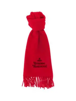 VIVIENNE WESTWOOD Orb Embroidered Fringed Scarf