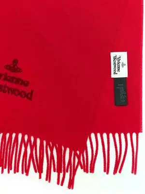 VIVIENNE WESTWOOD Orb Embroidered Fringed Scarf