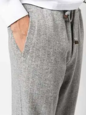 Brunello Cucinelli Striped Cashmere-blend Track Pants