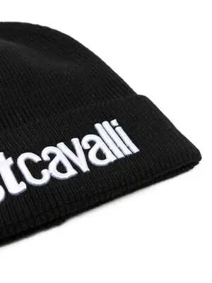 Just Cavalli Logo-embroidered Ribbed-knit Beanie