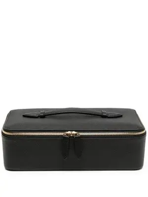 Smythson Panama Leather Jewellery Travel Case - Black