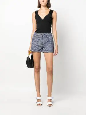Moschino Monogram Jacquard Denim Shorts