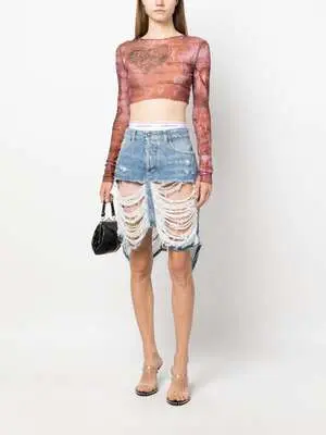 Dsquared2 Distressed Denim Skirt