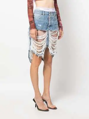 Dsquared2 Distressed Denim Skirt