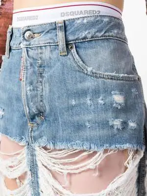 Dsquared2 Distressed Denim Skirt