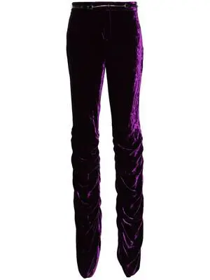 Gucci Low-rise Slim-fit Velvet Trousers - Purple
