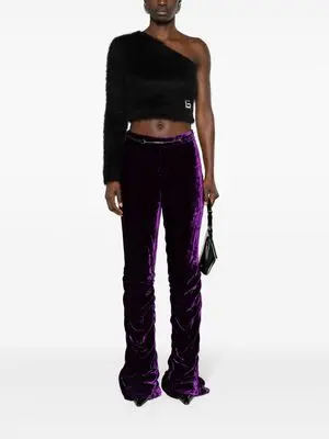Gucci Low-rise Slim-fit Velvet Trousers - Purple