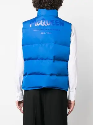 Alexander McQueen Graffiti Logo-print Gilet - Blue