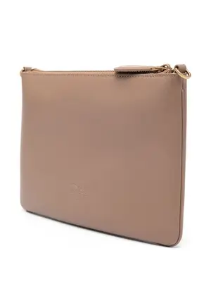 Pinko Love Birds Plaque Leather Crossbody Bag - Neutrals