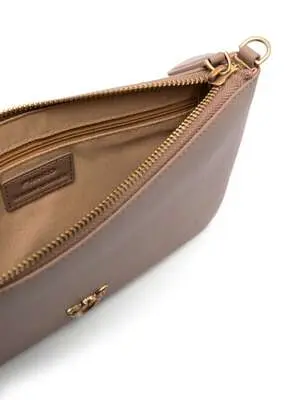 Pinko Love Birds Plaque Leather Crossbody Bag - Neutrals
