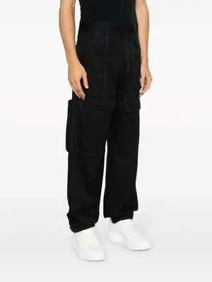 MSGM Contrasting-stitch Logo-patch Trousers