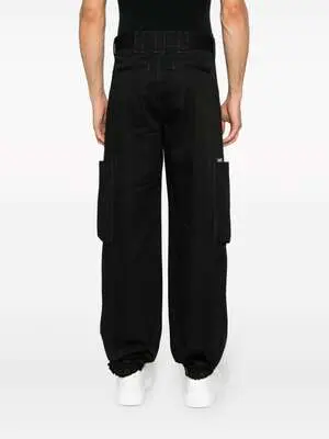 MSGM Contrasting-stitch Logo-patch Trousers
