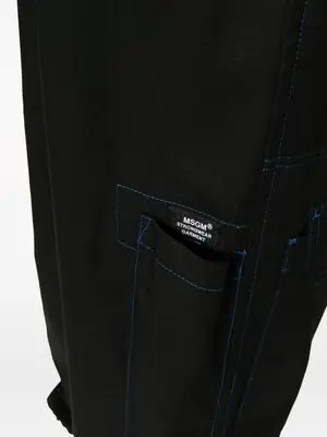 MSGM Contrasting-stitch Logo-patch Trousers