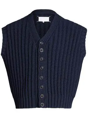 MAISON MARGIELA Ribbed-knit Wool Vest - Blue