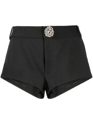 AREA Crystal-embellished Virgin Wool Mini Shorts