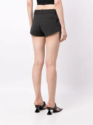 AREA Crystal-embellished Virgin Wool Mini Shorts