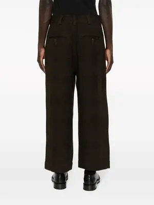 ZIGGY CHEN Plaid Wide-leg Trousers - Green