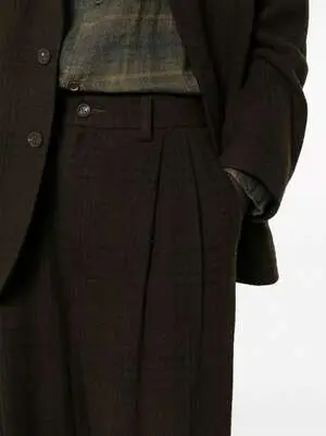 ZIGGY CHEN Plaid Wide-leg Trousers - Green