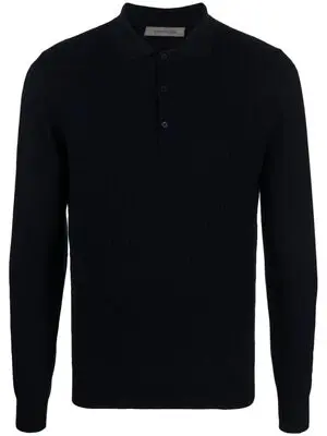 Corneliani Virgin Wool Polo Shirt - Blue
