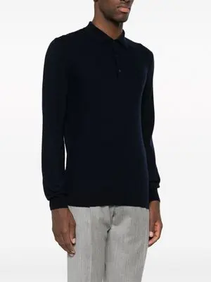 Corneliani Virgin Wool Polo Shirt - Blue