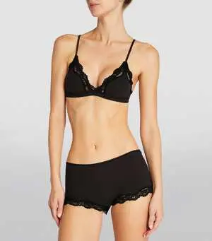 SKIMS Fits Everybody Lace-trim Triangle Bralette - Black