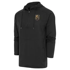 ANTIGUA Vegas Golden Knights Spikes Raglan Quarter-zip Hoodie - Heather Black