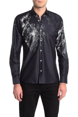 MACEOO Fibonacci Lion Face Shaped Fit Shirt - Black