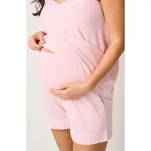 PETITE PLUME Luxe Pima Cotton Maternity Shorts - Pink