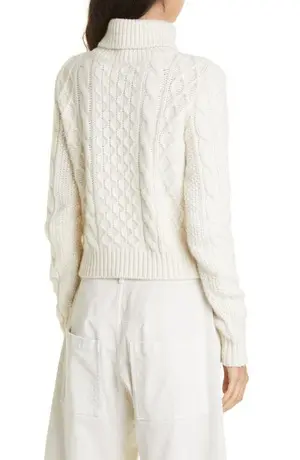 NILI LOTAN Andrina Wool & Cashmere Cable Turtleneck Sweater