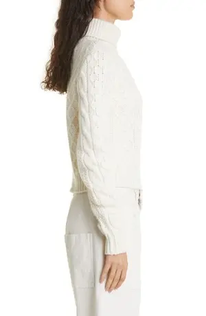 NILI LOTAN Andrina Wool & Cashmere Cable Turtleneck Sweater