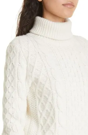 NILI LOTAN Andrina Wool & Cashmere Cable Turtleneck Sweater