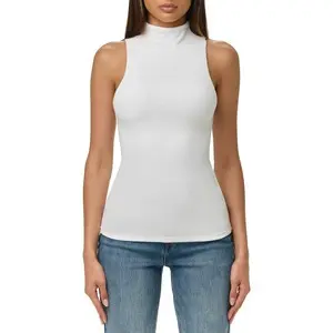 Naked Wardrobe Sleeveless Mock Neck Top - White