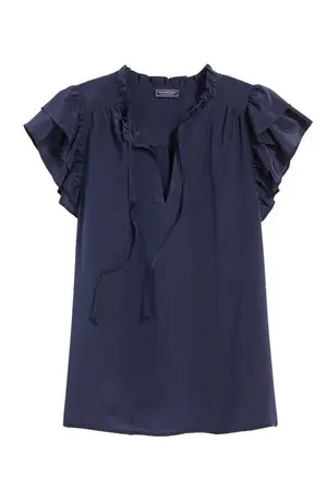 Vineyard Vines Cupro & Silk Flutter Sleeve Top