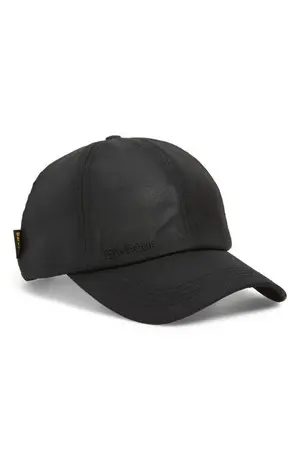 Barbour Waxed Cotton Baseball Cap - Black
