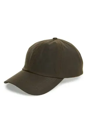Barbour Waxed Cotton Baseball Cap - Olive