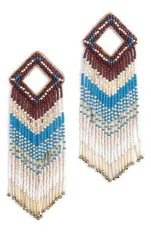 Deepa Gurnani Reya Bead Fringe Drop Earrings