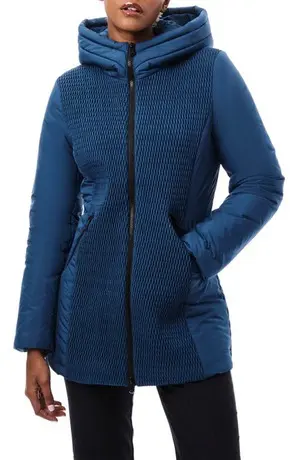 Bernardo Textured Hooded Walking Coat