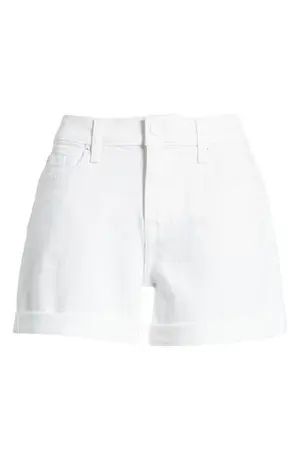 7 For All Mankind Midroll Stretch Denim Shorts - Broken Twill White