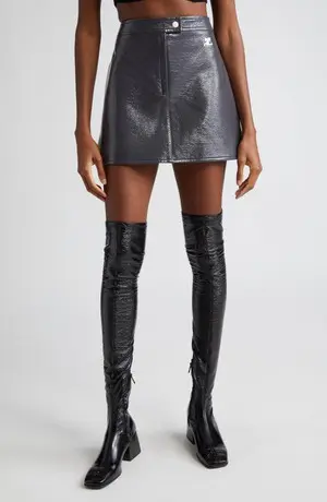 COURREGES Re-edition Vinyl Miniskirt - Steel Grey