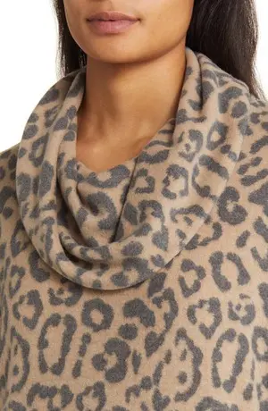 Loveappella Cowl Neck Tunic - Camel/charcoal