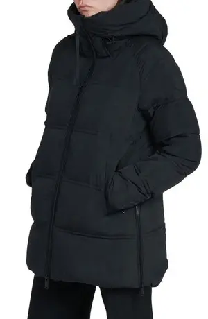THE RECYCLED PLANET COMPANY Orva Water Resistant Hooded Down Puffer Jacket - Black