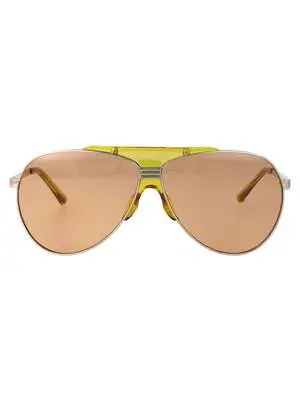 Attico Edie Sunglasses Silver/ Mustard/ Camel