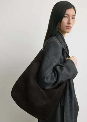 TOTEME Belted Suede Tote Bag - Brown