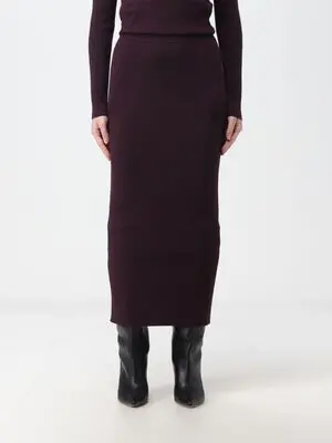 Alexander McQueen Ribbed Wool Blend Pencil Skirt - Red Purple