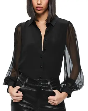 Black Puff Sleeve Blouses